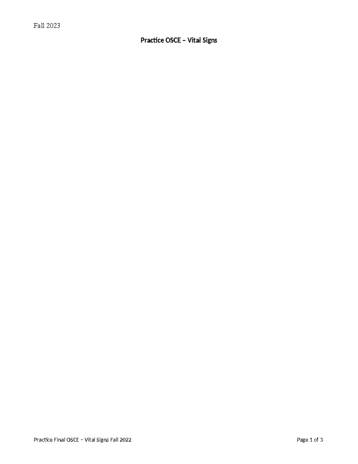 Vital Signs Practice OSCE - Fall 2023 Practice OSCE – Vital Signs ...