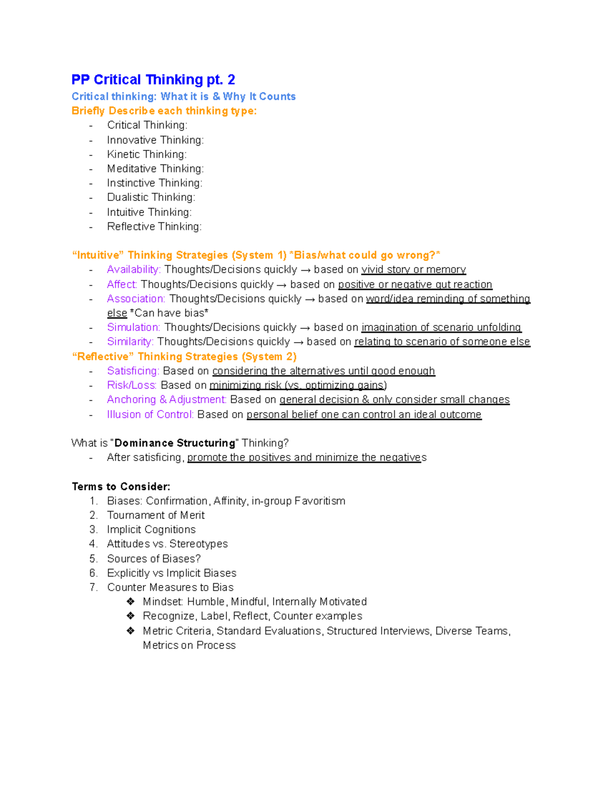 Health 2020 E2 - PP Critical Thinking pt. 2 Critical thinking: What it ...