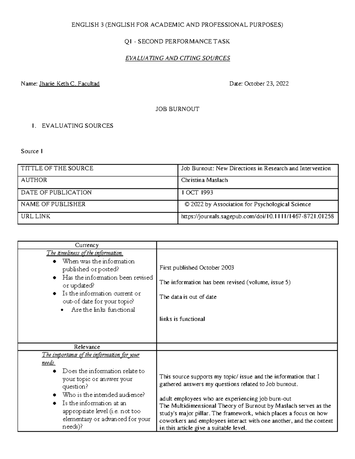 Q1 Second Performance TASK - ENGLISH 3 (ENGLISH FOR ACADEMIC AND PROFESSIONAL PURPOSES) Q1 ...
