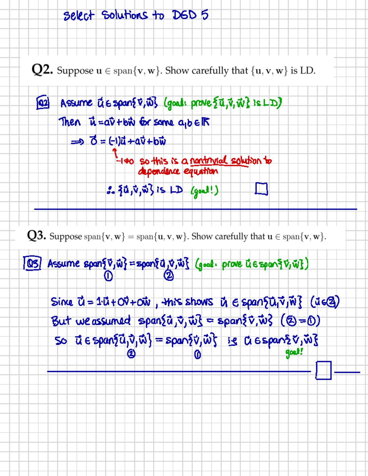 DGD5-select Solutions - SelectSolutions to DGDS & Assume E Spans , wh (goal : prove , , W3 is ...