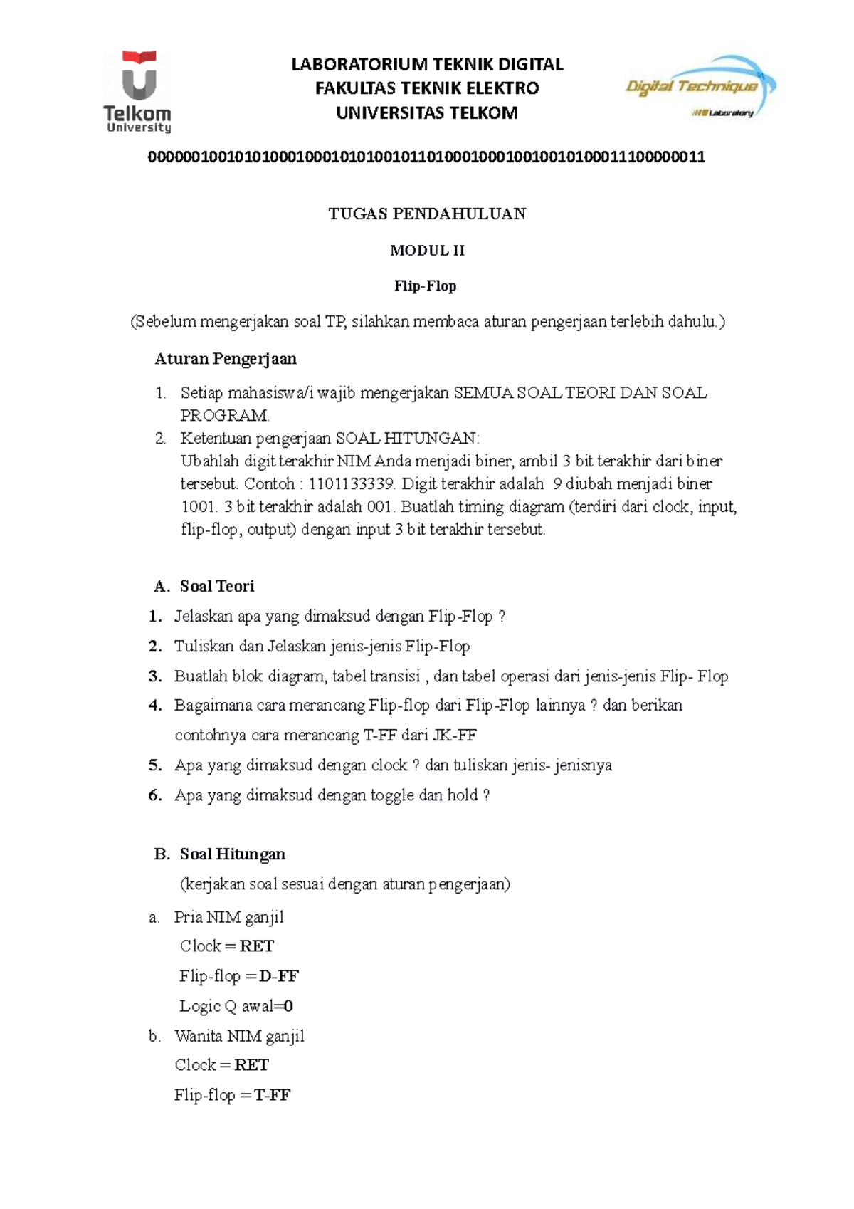 TP Modul 2 - Electrical Circuit Laboratorium tasks - LABORATORIUM TEKNIK DIGITAL FAKULTAS TEKNIK ...