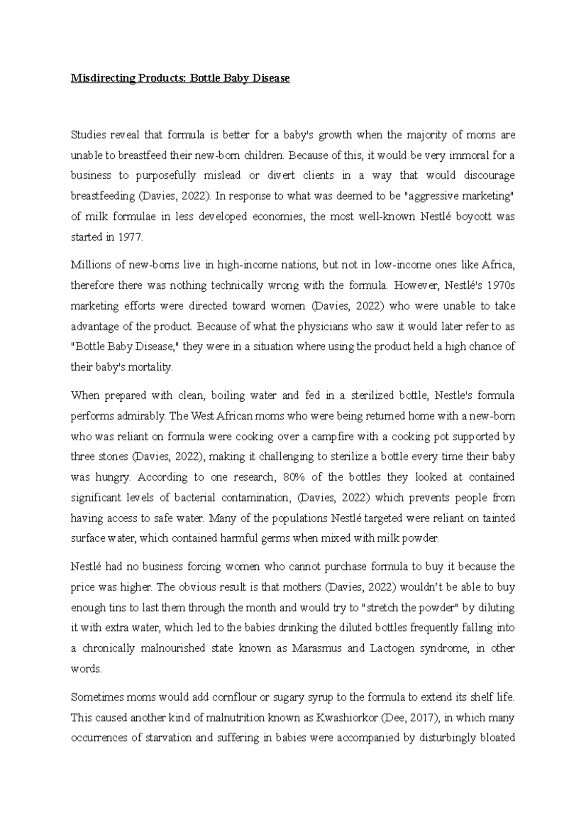 Nestle corporate issues - Misdirecting Products: Bottle Baby Disease ...