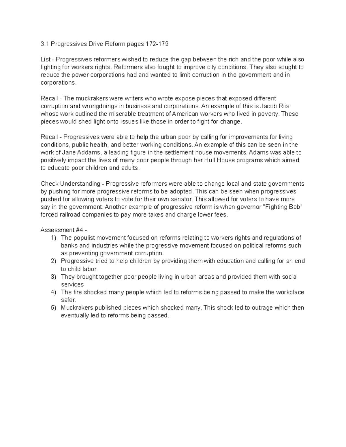 3 - Lecture notes 3-7 Progressives History intr. - 3 Progressives Drive ...