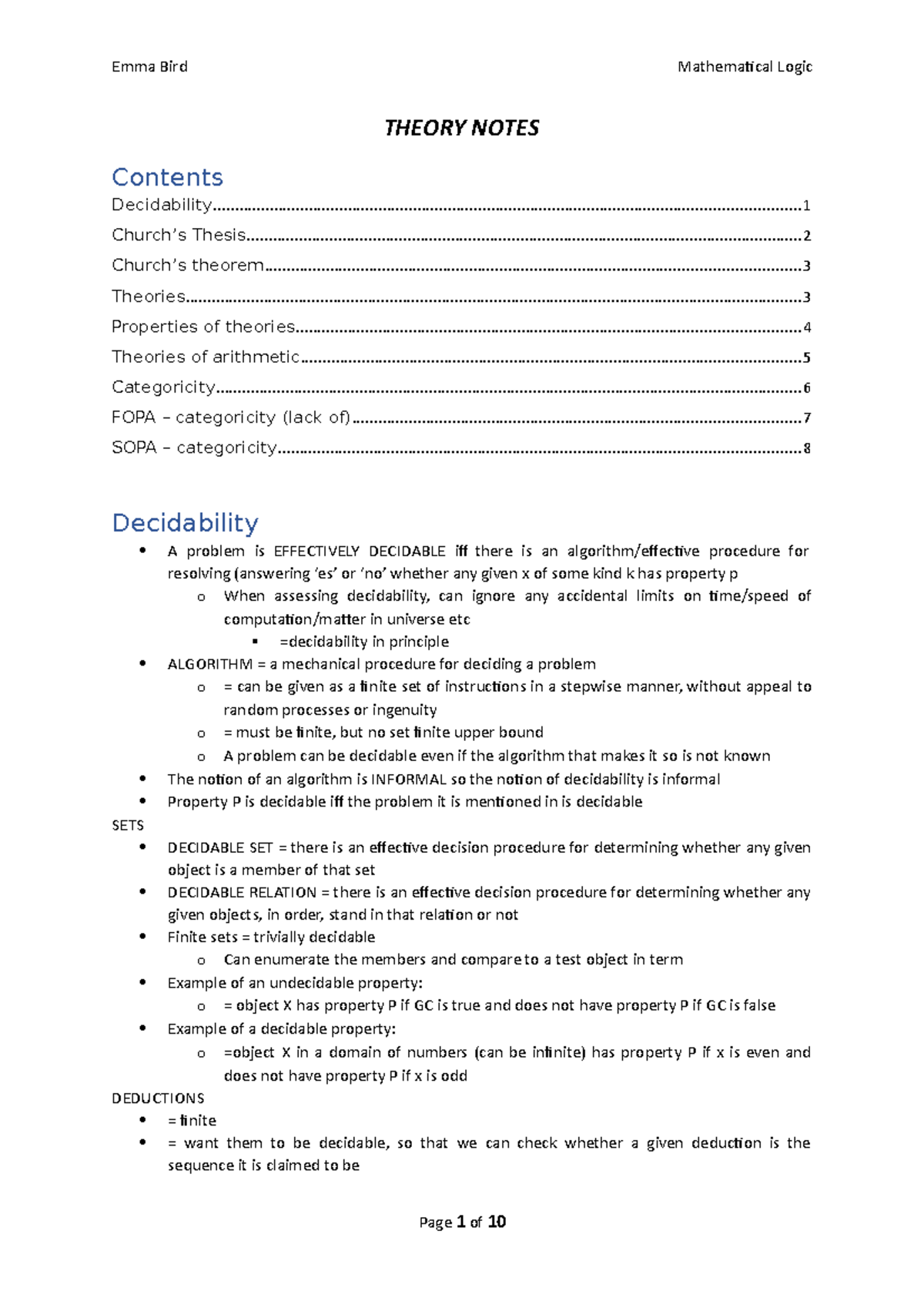 Theory notes - THEORY NOTES Contents - Studocu