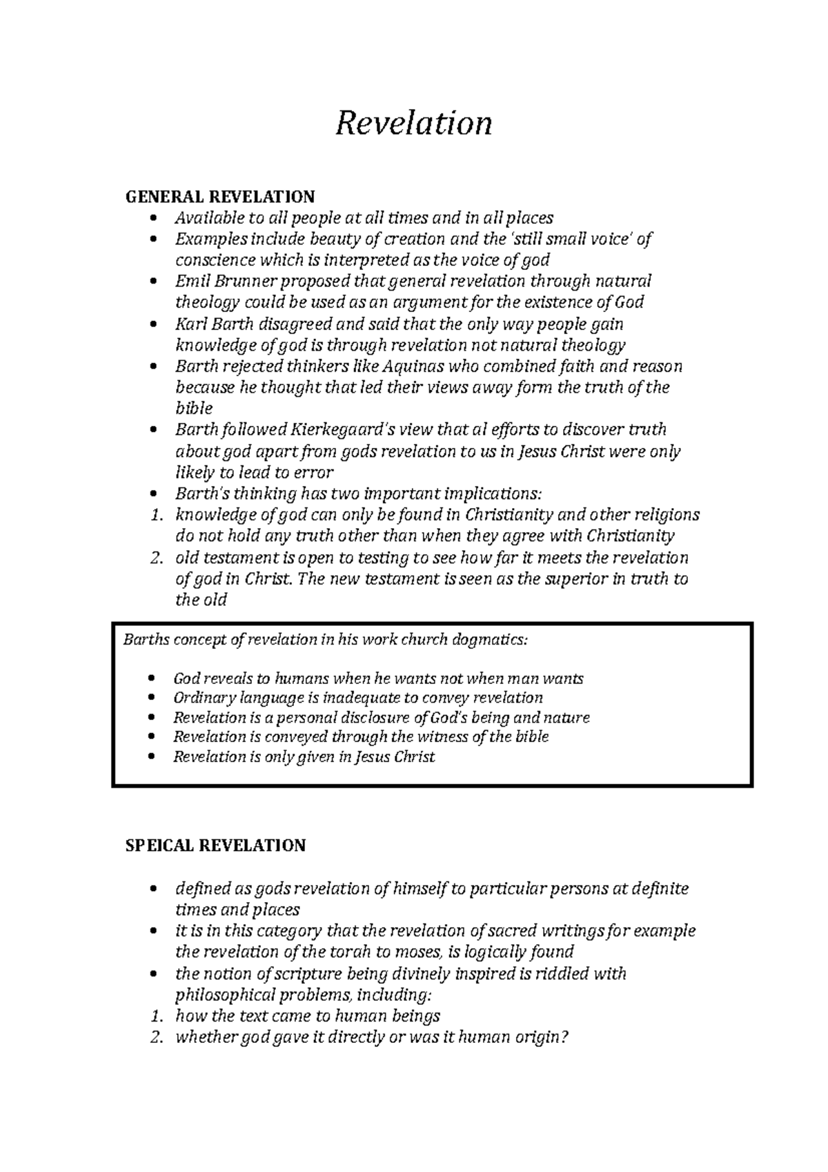 Revelation - Revelation GENERAL REVELATION Available to all people at ...