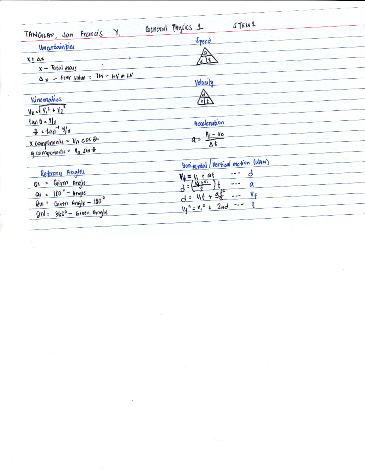 Indexcard 1phys - index card term 1 - Physics - TANGLAO, Jan Francis Y ...