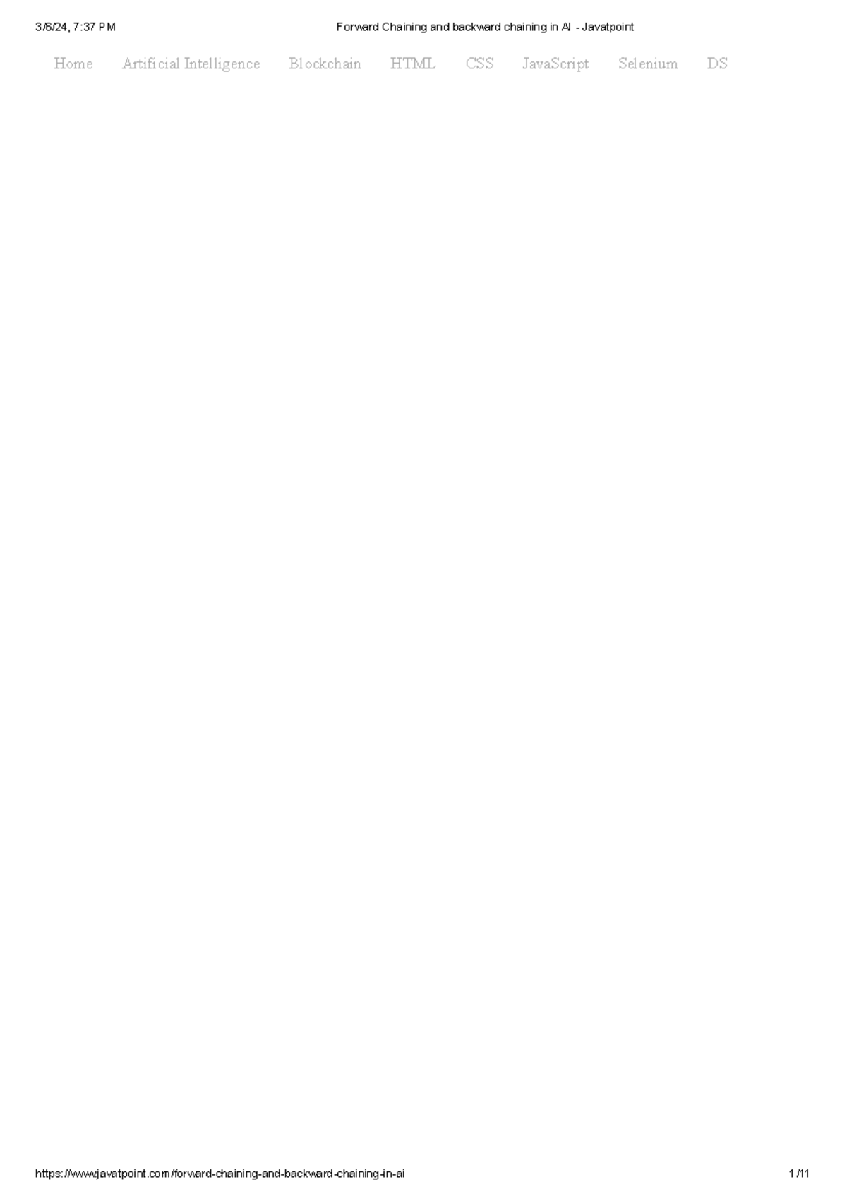 Forward Chaining and backward chaining in AI - Javatpoint - ####### Home Artificial Intelligence ...