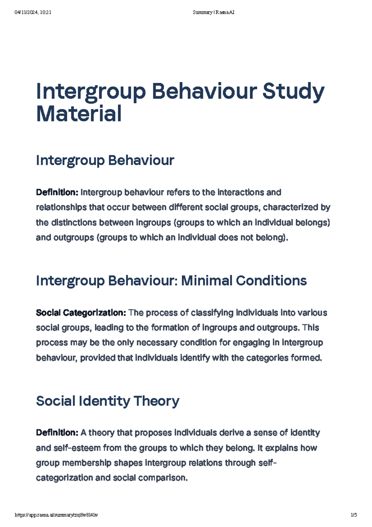 Summary PSY204 - Exam notes - Intergroup Behaviour Study Material ...