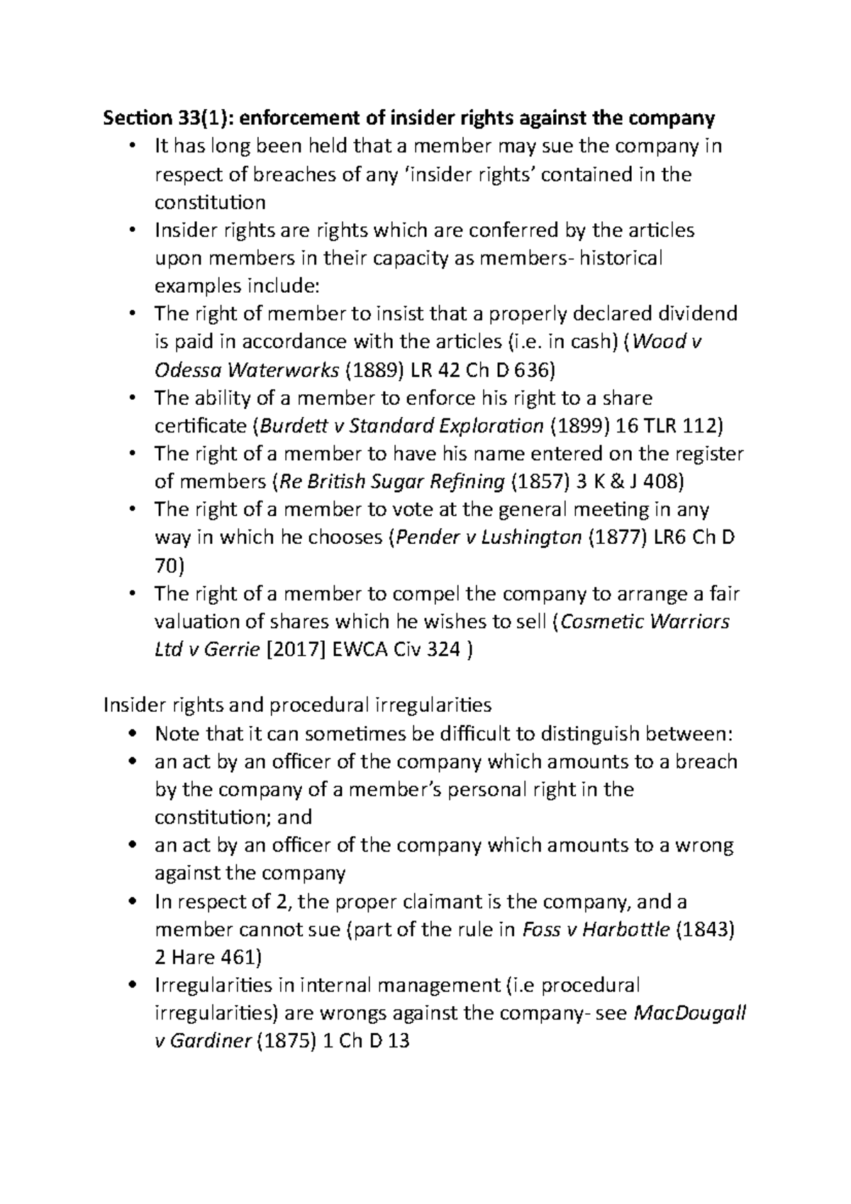 Lecture 5 Companys Const Contractual Effect Insider Right Section 33