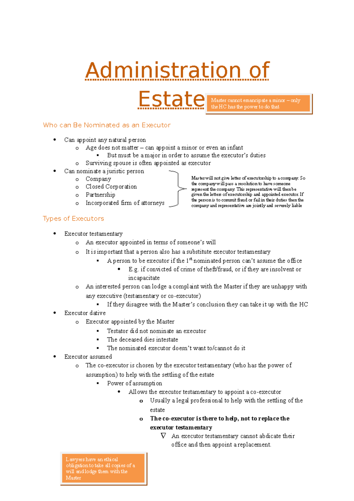 Administration of Estates in the law of Succession - Administration of ...