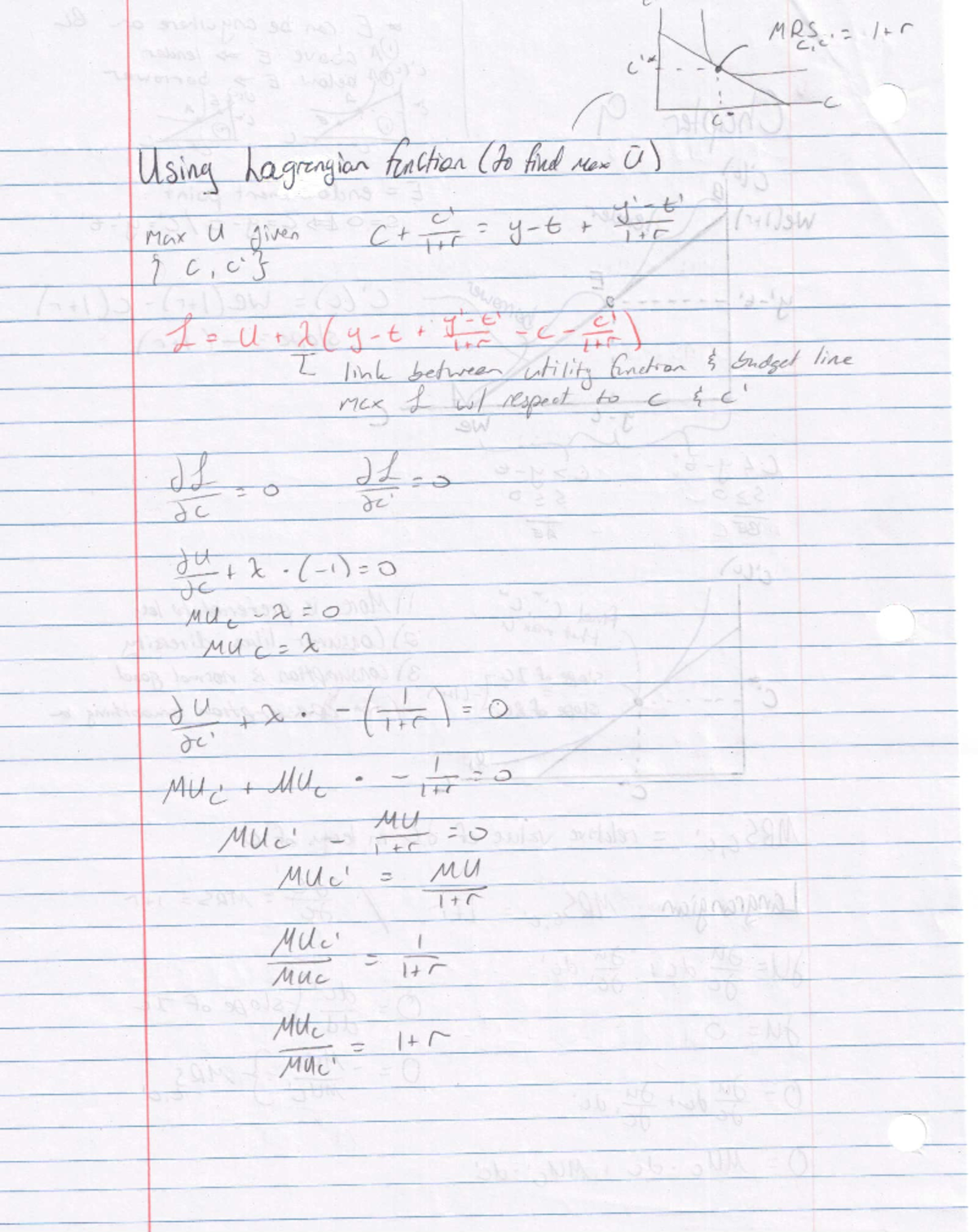 chapter 9 notes - ECON 303 - jd MRS cic Using Lagrengian function (to ...