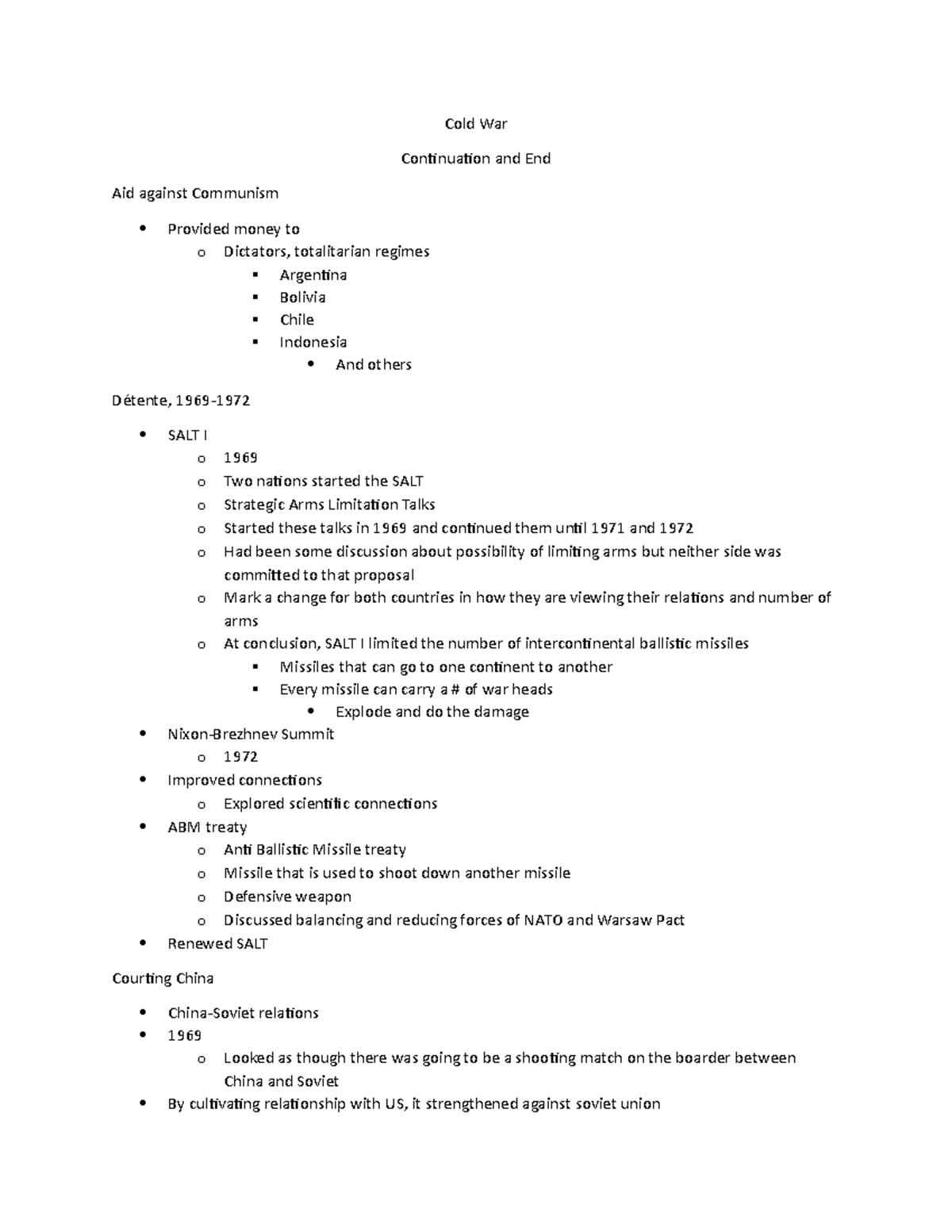 Cold War Continuation and End - Cold War Continuation and End Aid ...