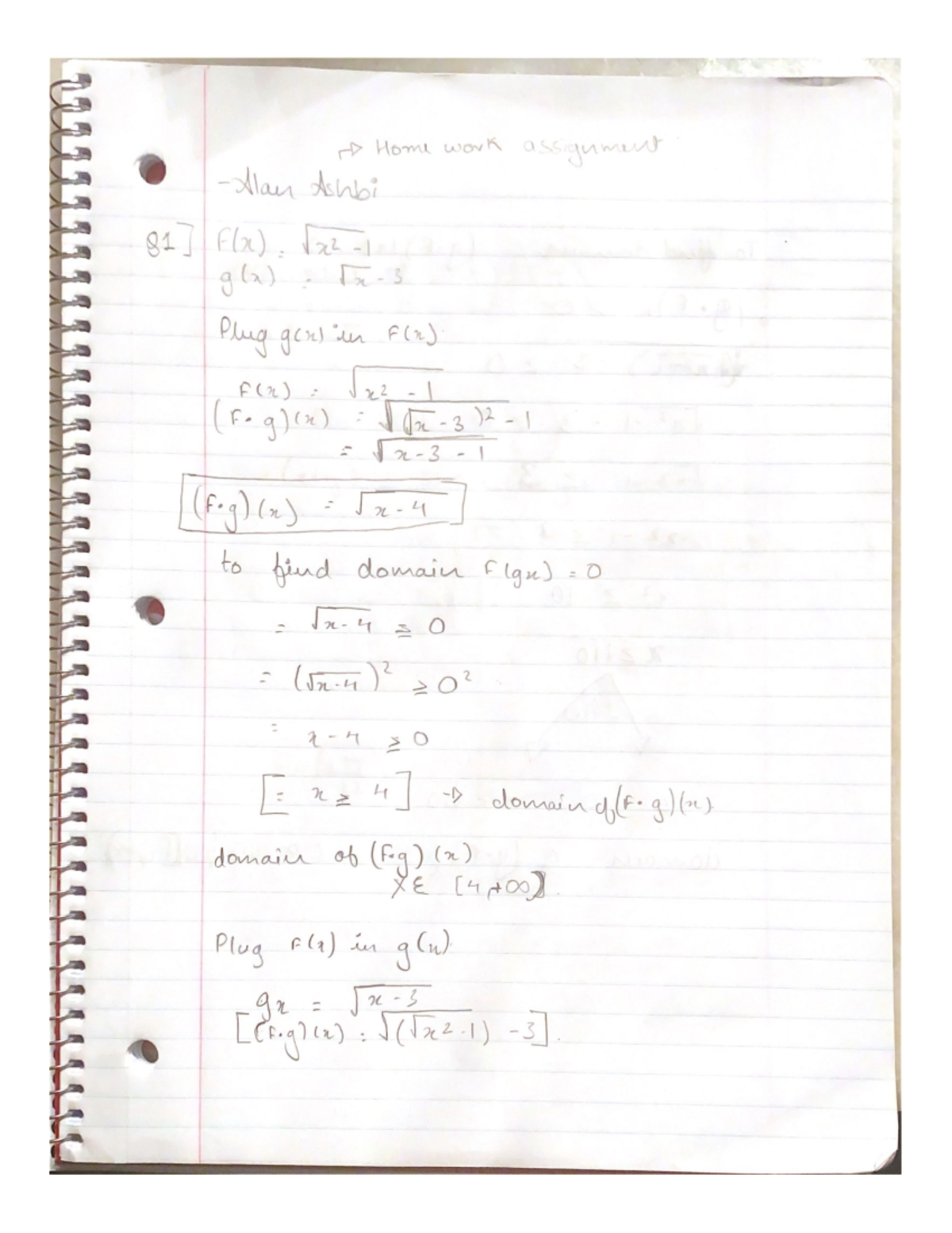 Math assignment 1 - Home work assignment Alan Ashbi Flx) g(x) : In 3 ...