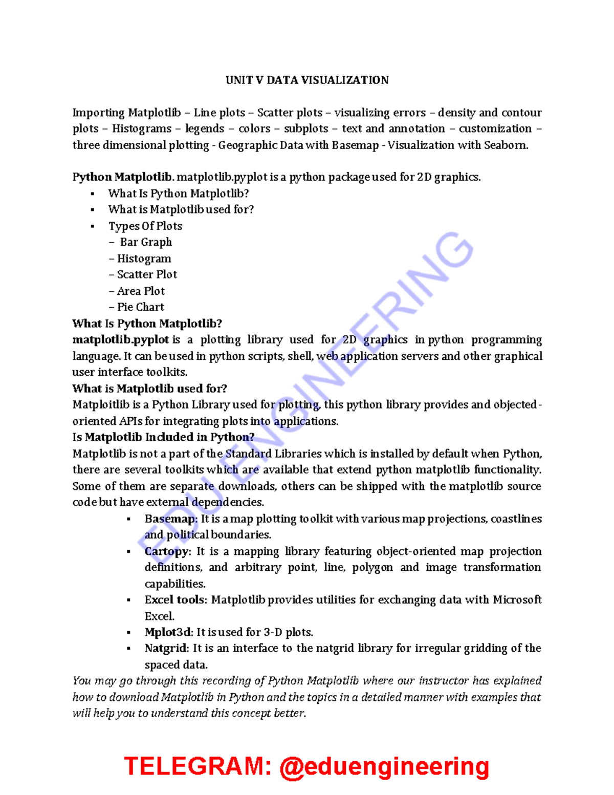 Unit 5 - ####### UNIT V DATA VISUALIZATION ####### Importing Matplotlib – Line plots – Scatter ...