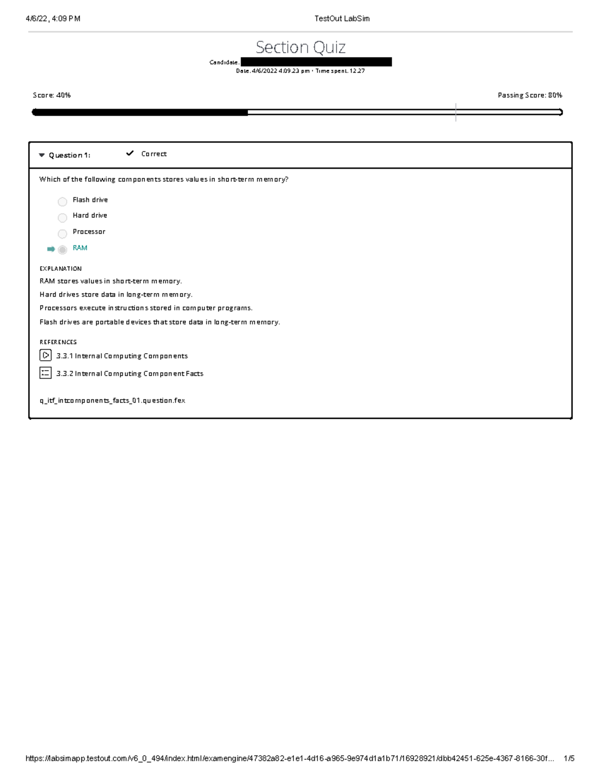 Test Out Lab Sim - Practice from modules and quiz - Section Quiz ...