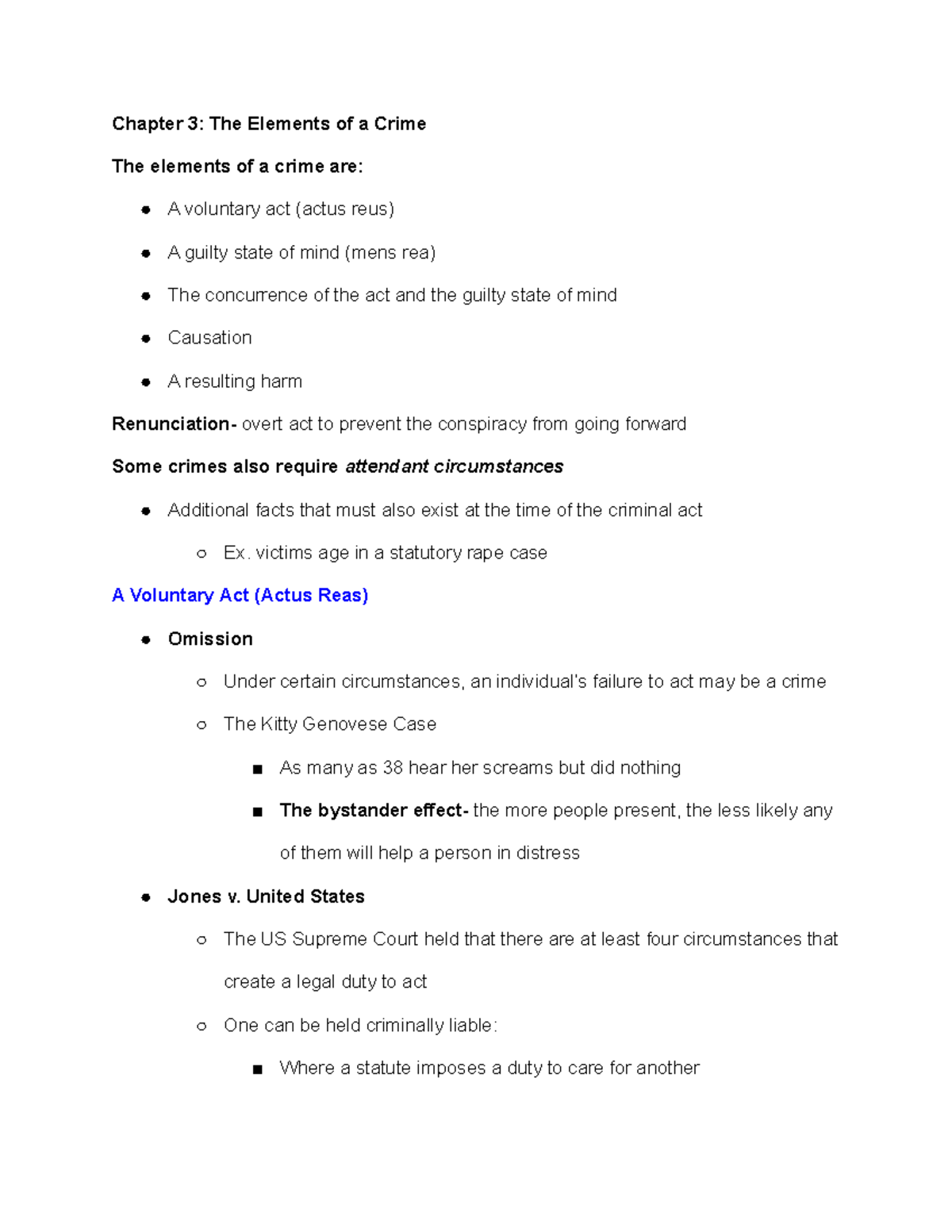Criminal Law Chapter 3 - Chapter 3: The Elements of a Crime The ...