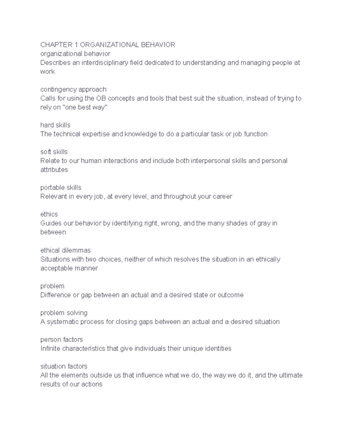 Organizational Behavior Midterm Notes - CHAPTER 1 ORGANIZATIONAL ...
