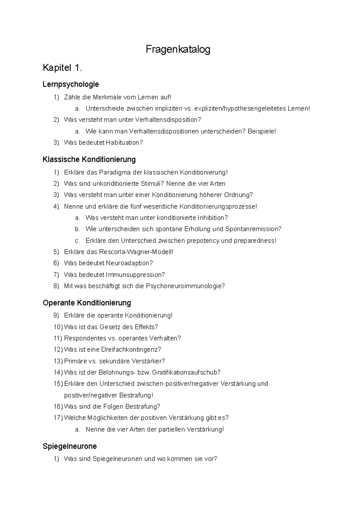 Fragenkatalog Allgemeine Psychologie Lernen, Emotion, Motivation & Aufmerksamkeit - Studocu
