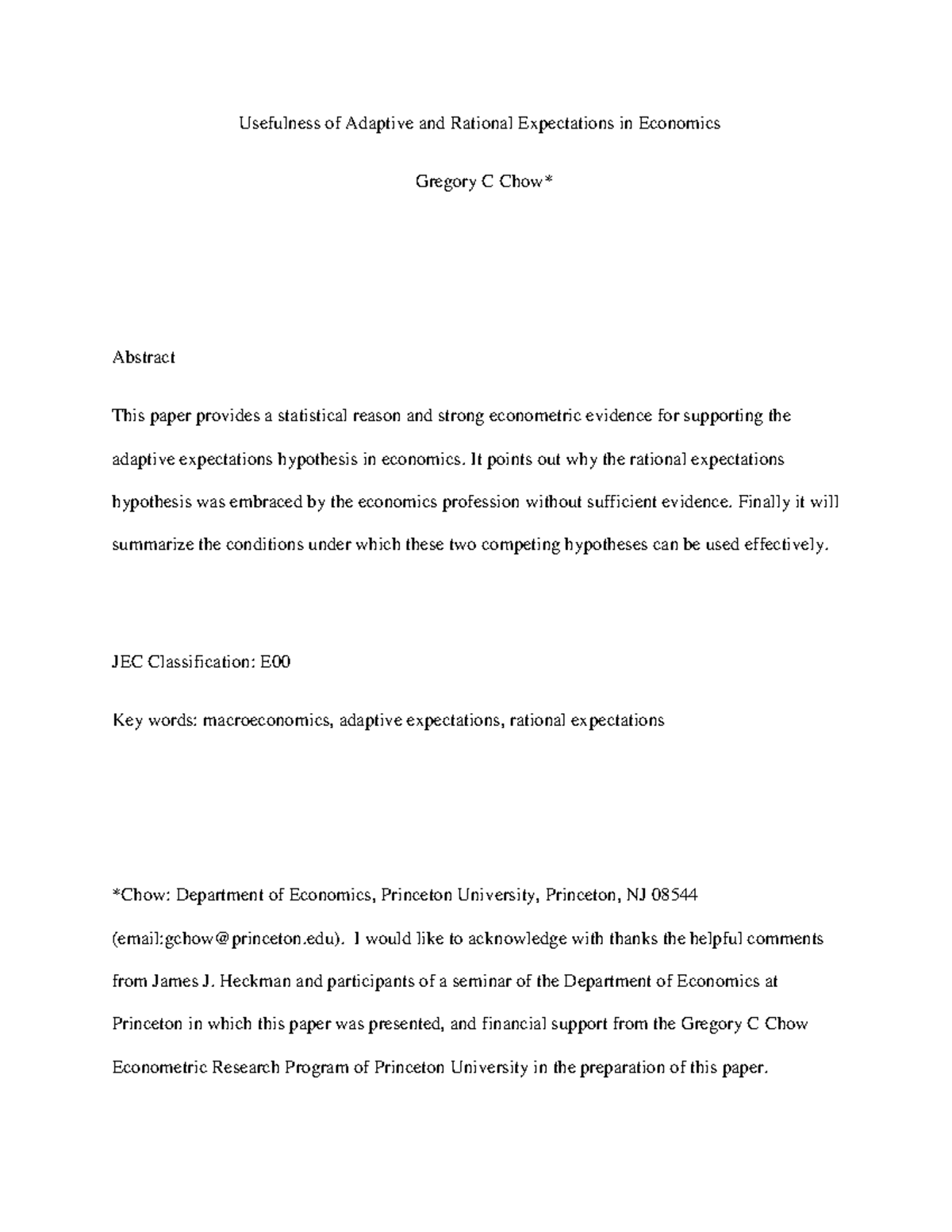 Usefulness of Adaptive and Rational Expectations in Economics - It ...