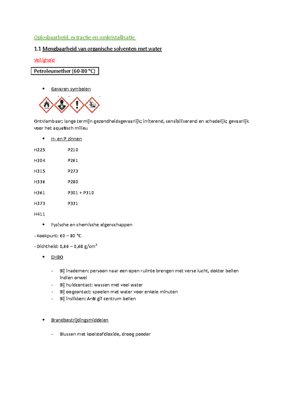 Organische chemie voorbereiding 1 - Oplosbaarheid, extractie en ...