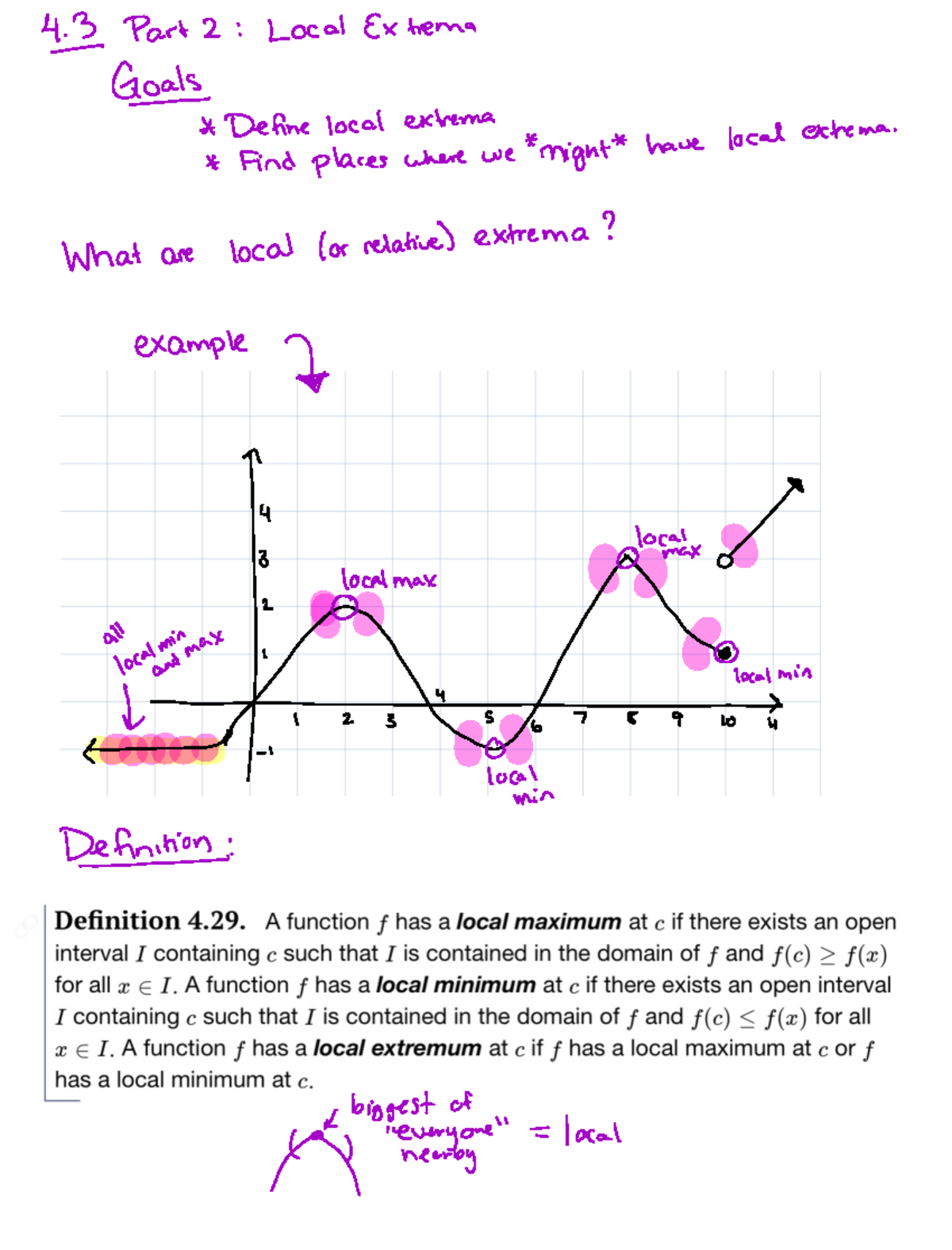 4.3 Minima an Maxima (Local Extrema) - 4 Part 2 Local Ex trema Goals ...