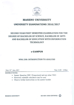 MAS 102 Exam - probability distribution 1 sample paper - MASENO ...