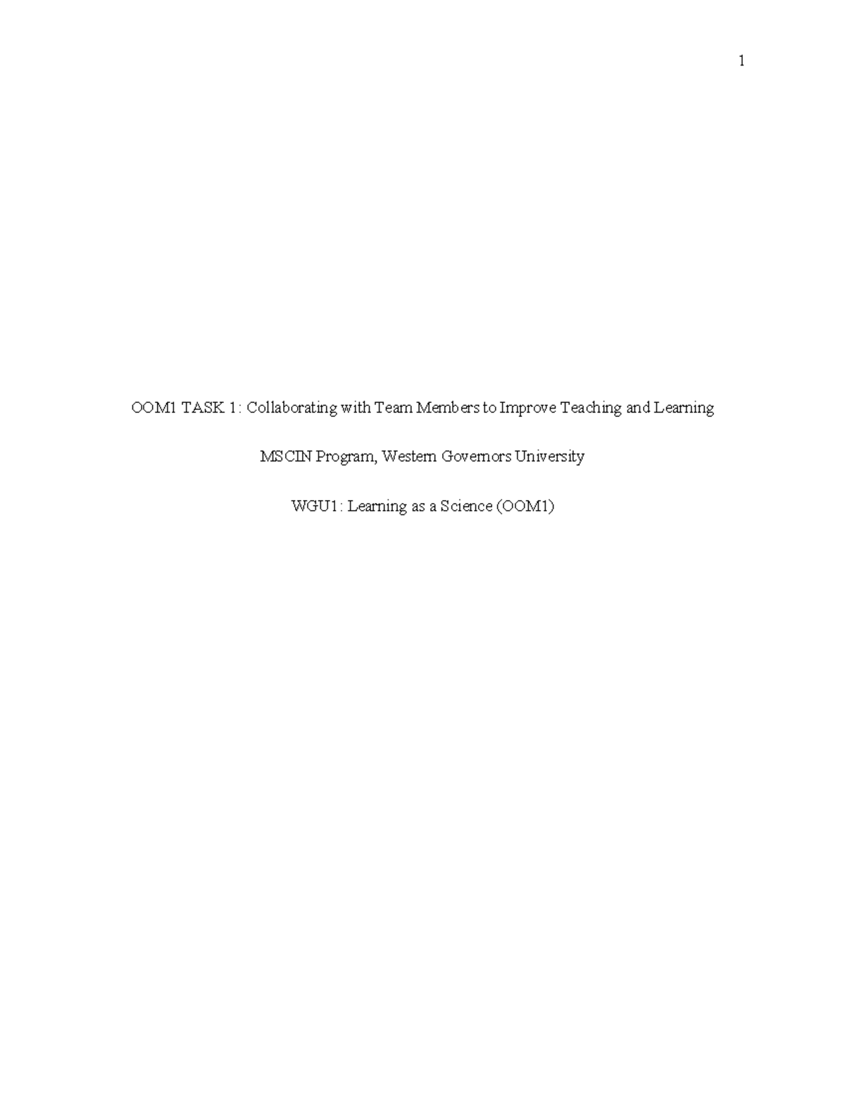 OOM1 TASK 1 - OOM1 TASK 1: Collaborating with Team Members to Improve ...