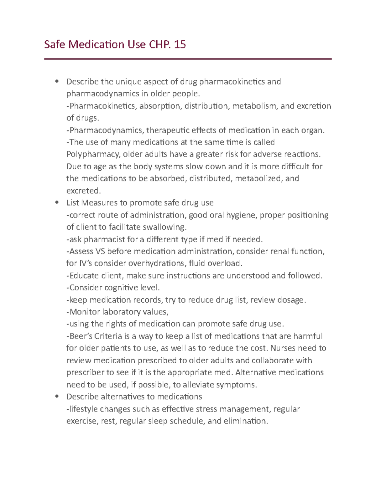 Chapter 15 - medication administration notes - Safe Medication Use CHP ...