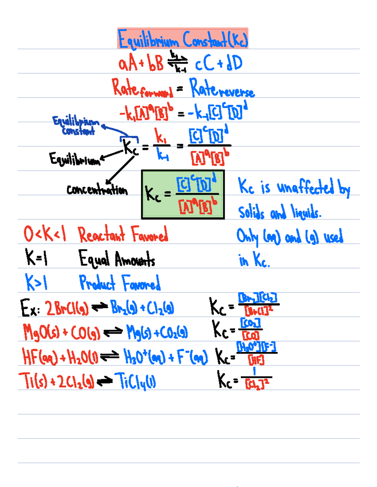 Equilibrium Constant(Kc) and Gases(Kp) - Equilibrium 314 22 ...