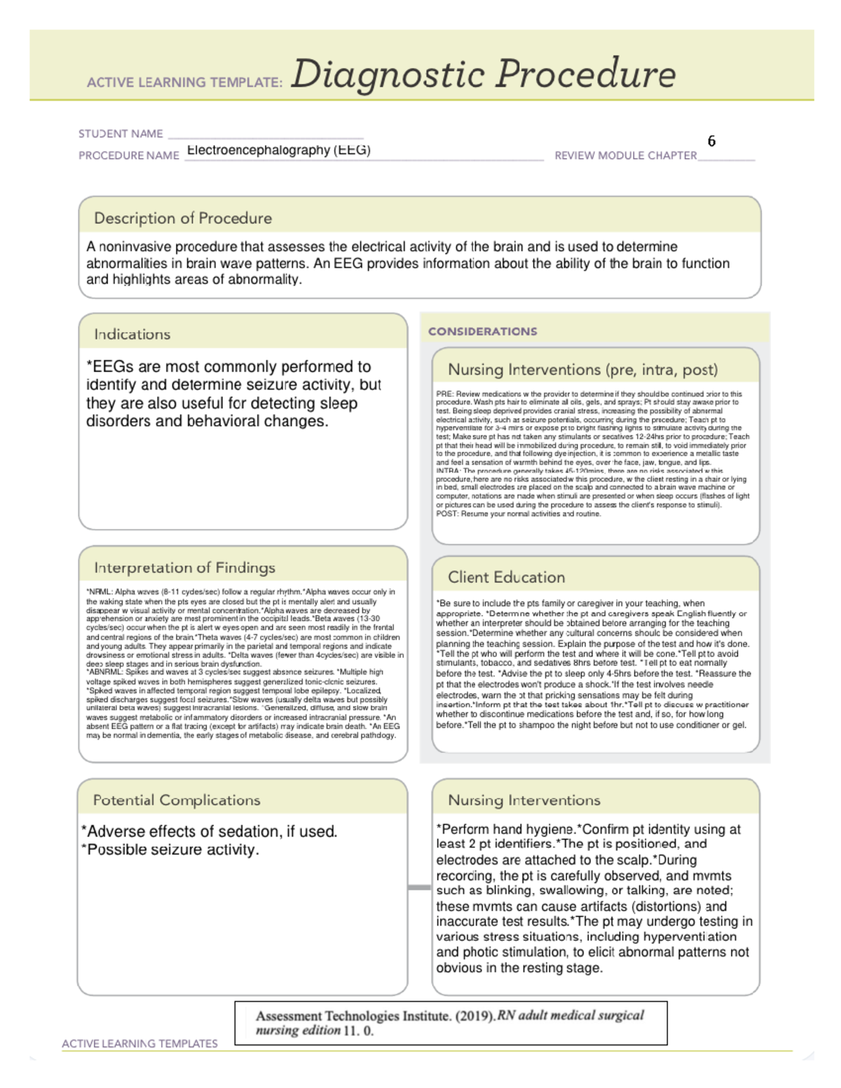 Diagnostic Procedure EEG - RNSG 1343 - Studocu