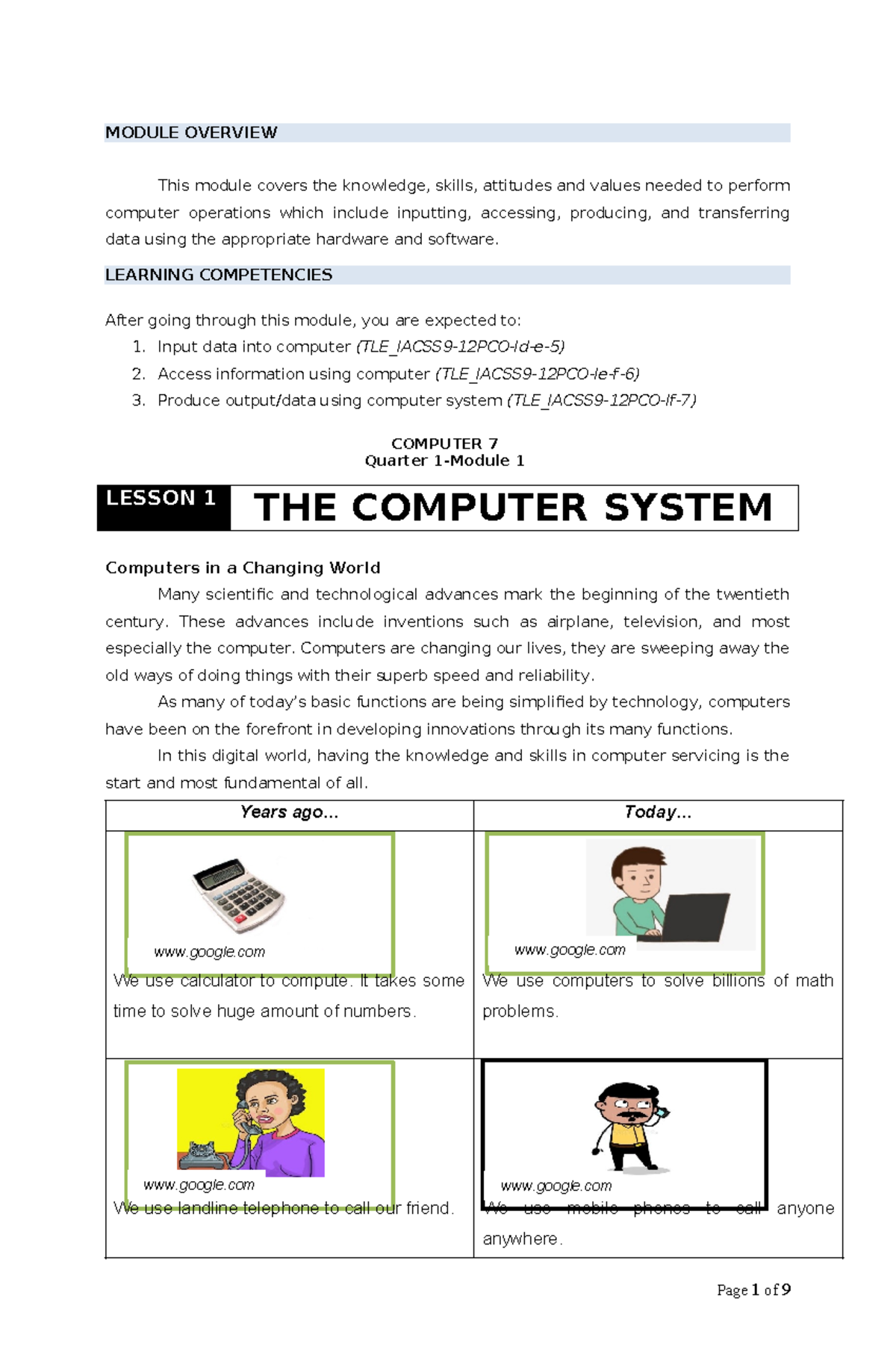 519525197 Quarter 1 Module 1 Computer 7 - google MODULE OVERVIEW This module covers the ...