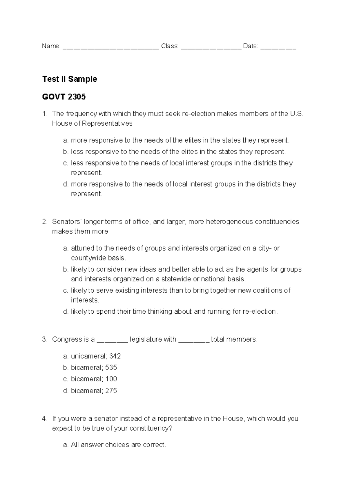 Test II Sample - Name: ___________________________ Class ...