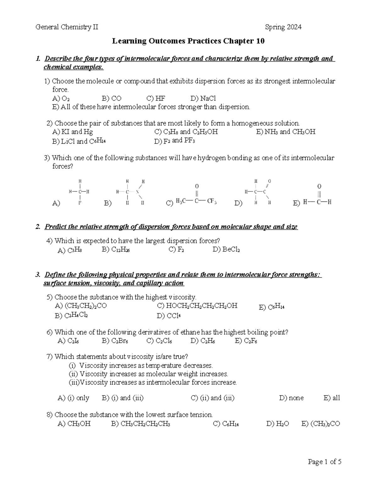 Learning Objective Practices Chapter 10 (without answers) - Learning Outcomes Practices Chapter ...
