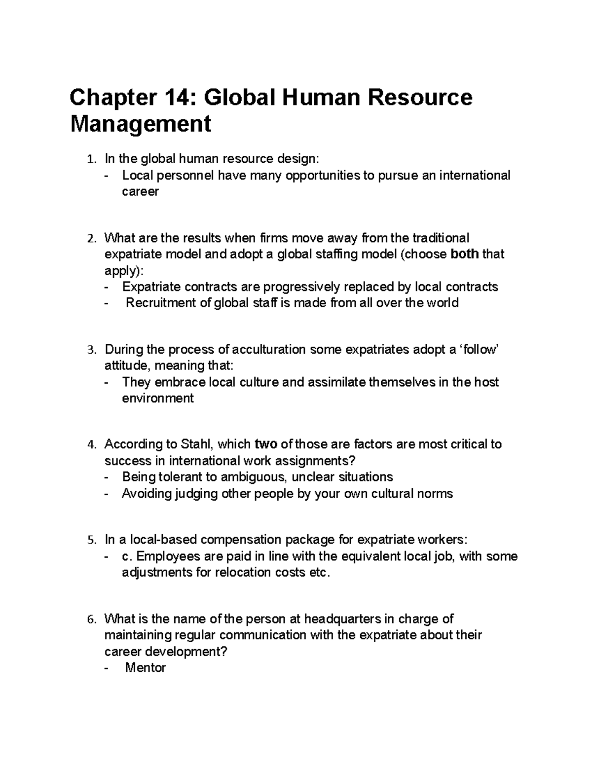 TB MGNT 389 Ch 14 - Global Human Resource Management - Chapter 14 ...