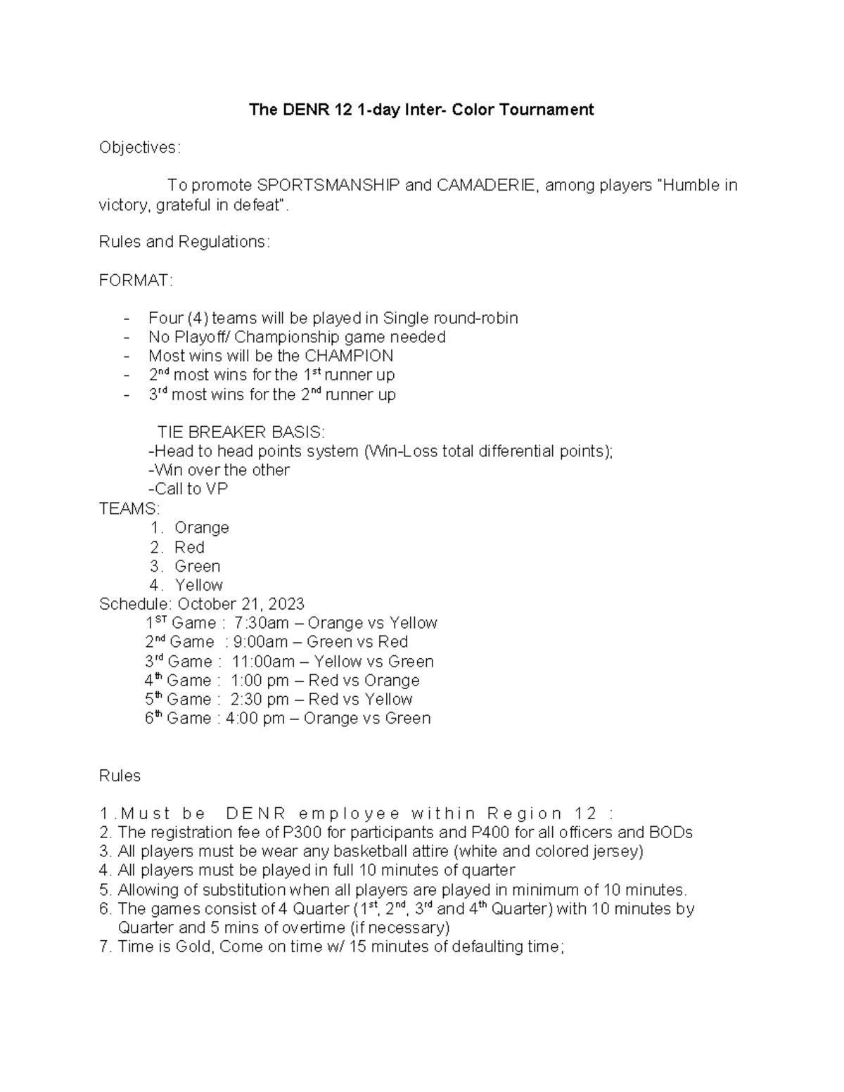 The DENR 12 tournament - tqwe - The DENR 12 1-day Inter- Color ...