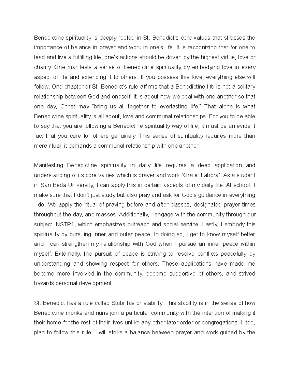 BENE Reflection - Benedictine spirituality is deeply rooted in St ...