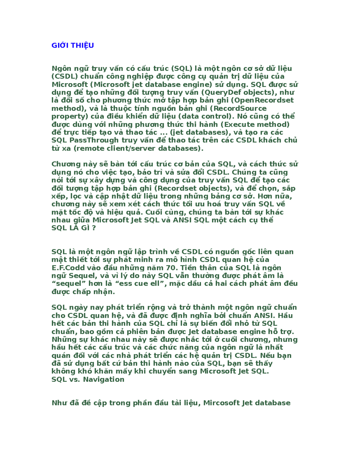 SQL- những kiến thức cơ bản nhất - GIỚI THIỆU Ngôn ngữ truy vấn có cấu ...