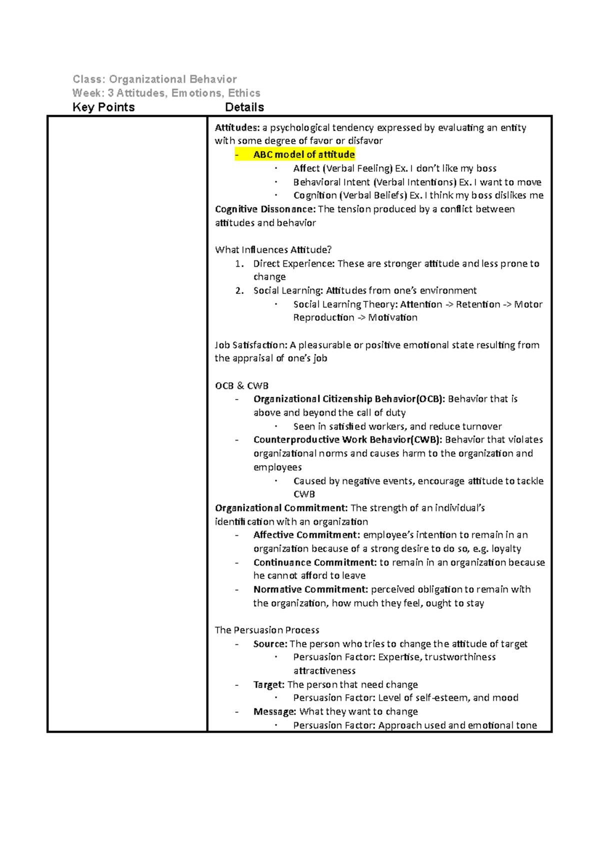 Week 3 Organizational Behavior Nelson, Quick - Copy - Class ...