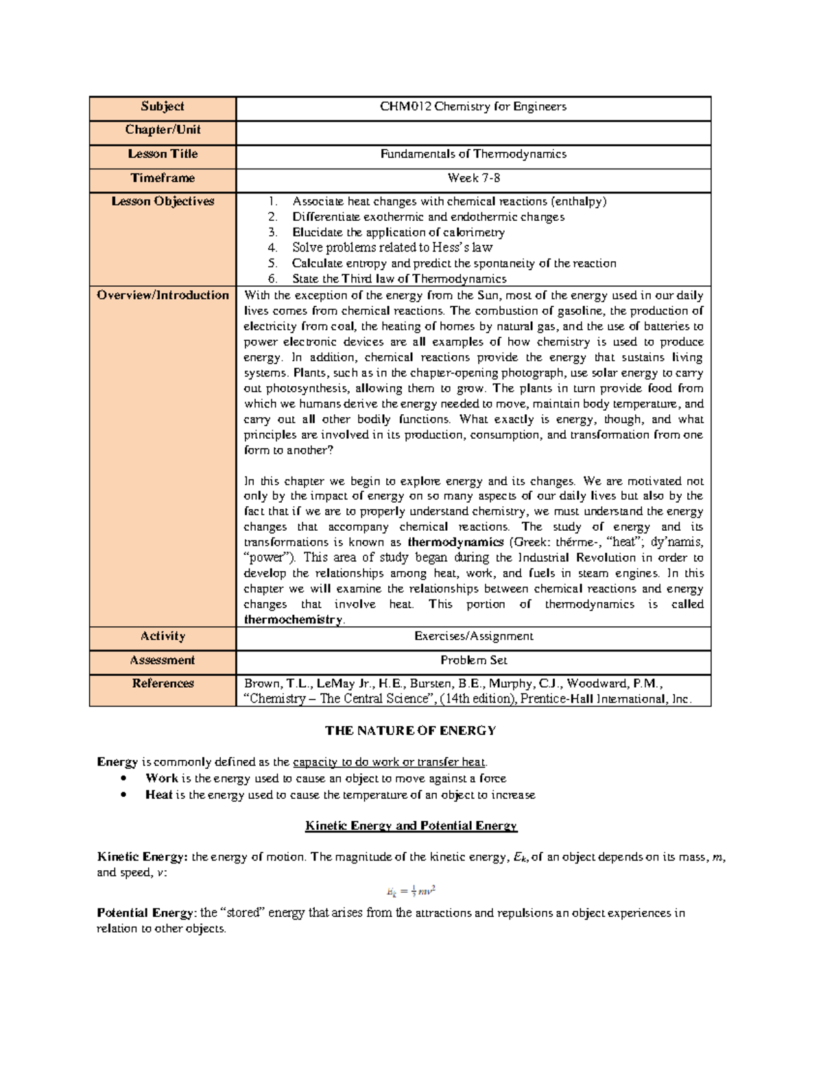 Chem 12 Module 5 - Subject CHM01 2 Chemistry for Engineers Chapter/Unit ...
