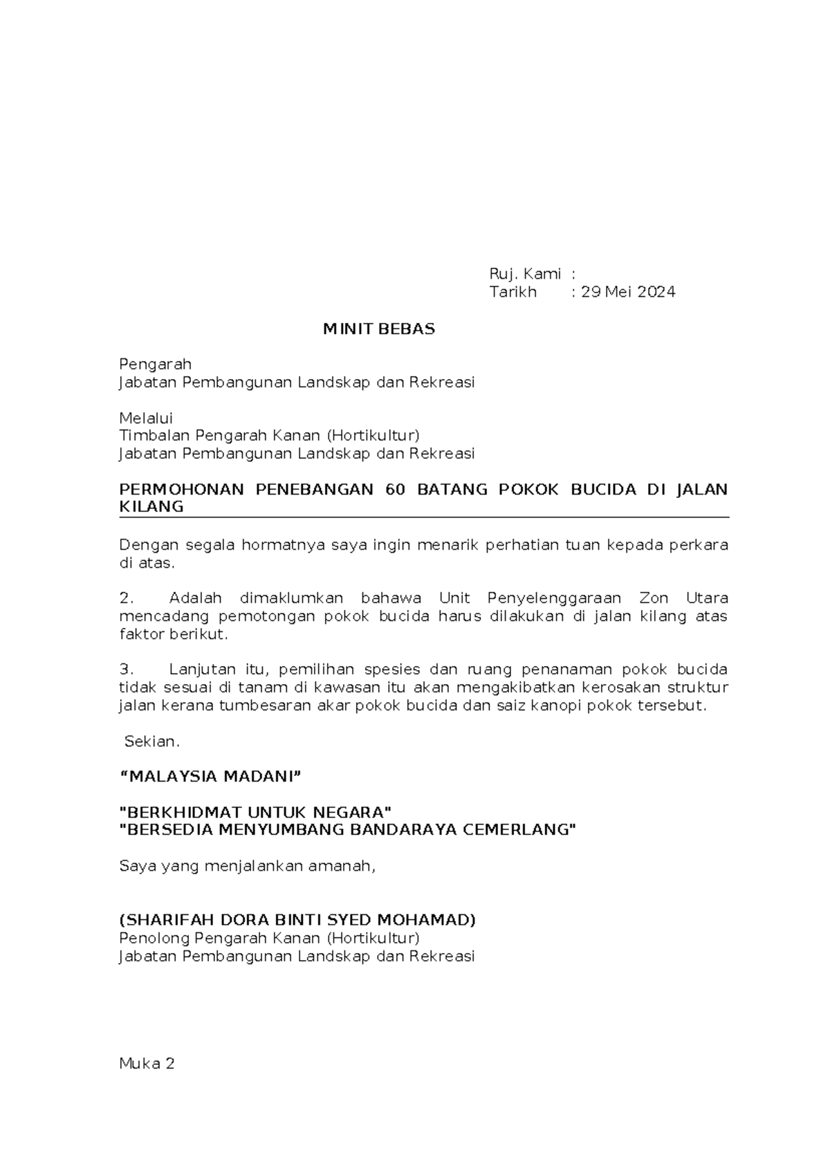 Minit Bebas Penebangan Pokok Bucida Jalan Kilang - Ruj. Kami : Tarikh ...