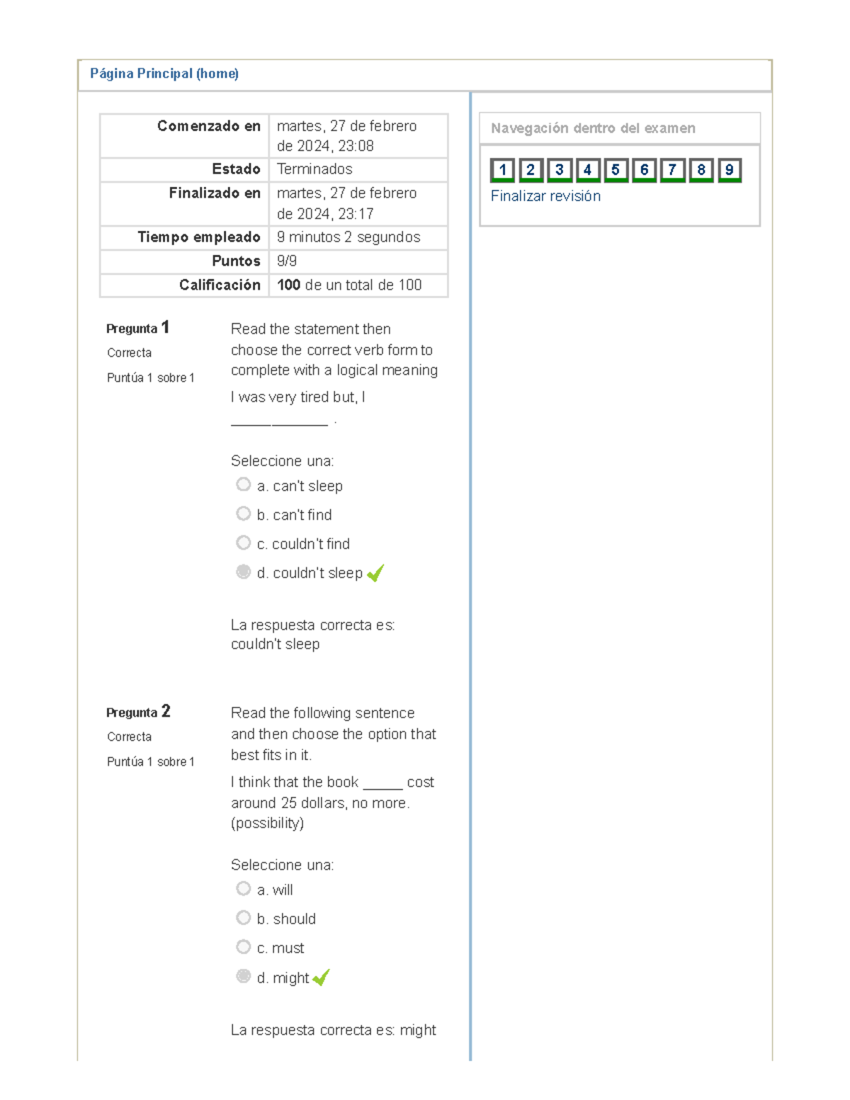 Assignment 7 Questionnaire U4 - Página Principal (home) Pregunta 1 ...