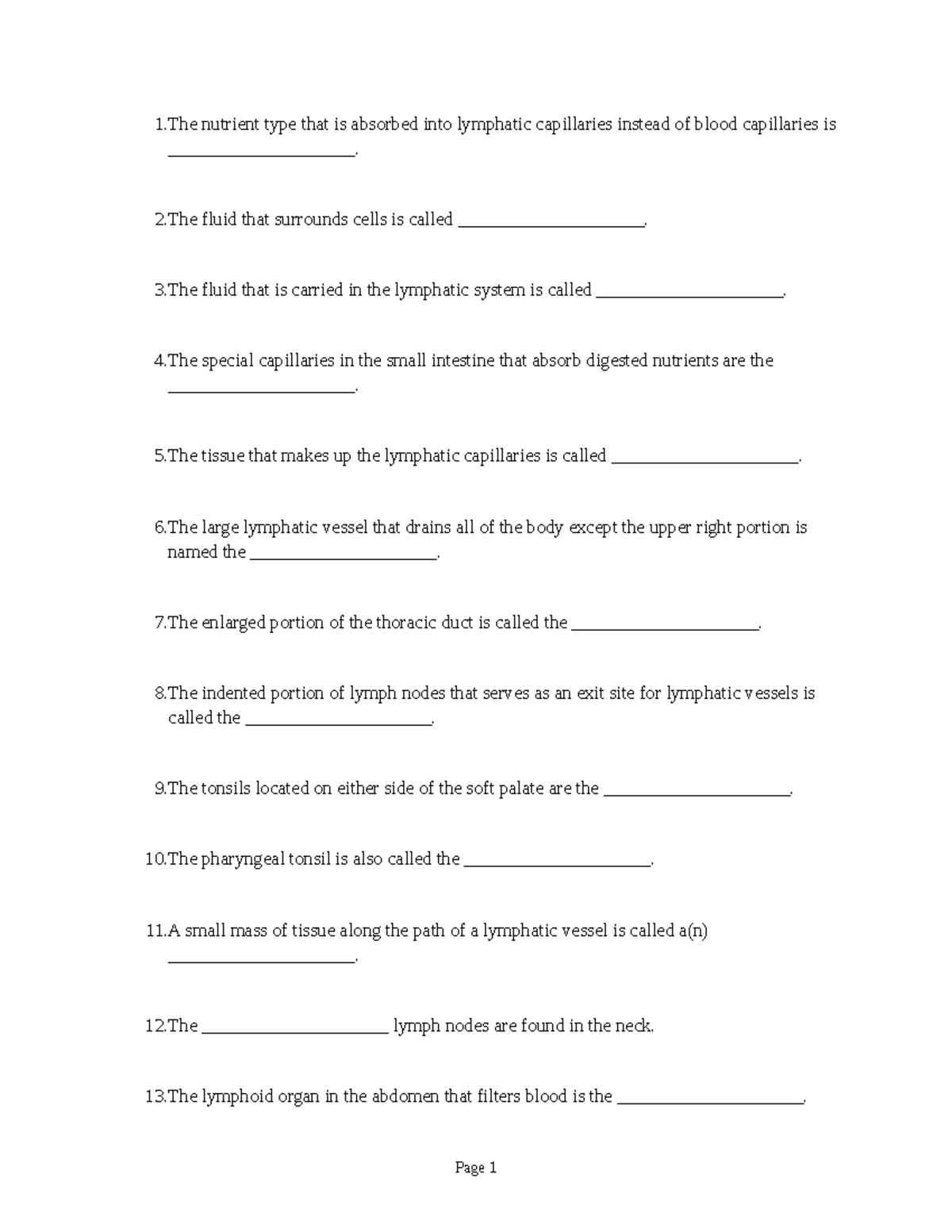 Lymphatic system worksheet study guide - HSC207 - Jersey College - Studocu