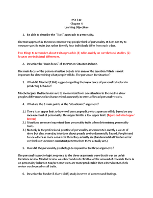 Chapter 3 Learning Objectives - Chapter 3 Learning Objectives PSY 340 ...