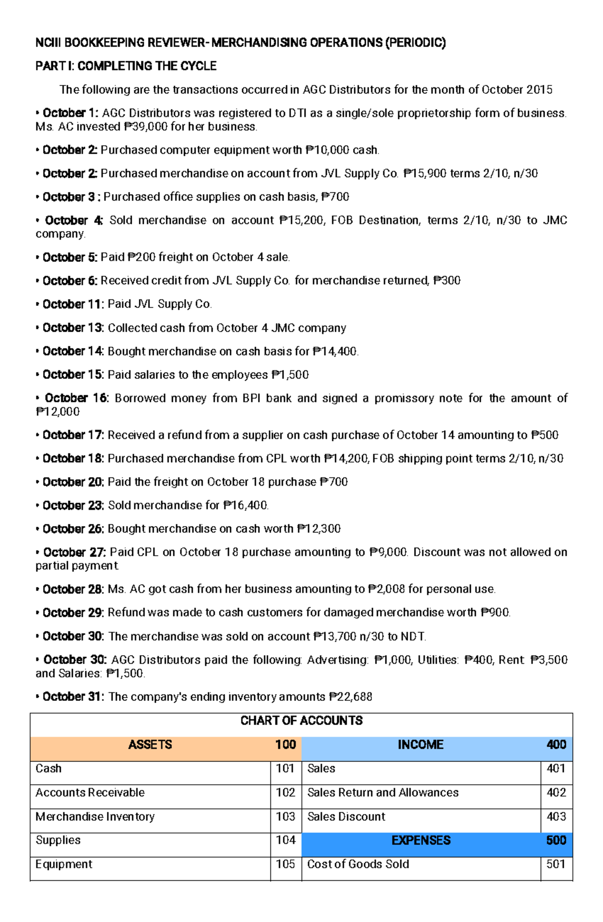 Nciii Bookkeeping Reviewer ( Periodic) - N C I I I B O O K K E E P I N ...