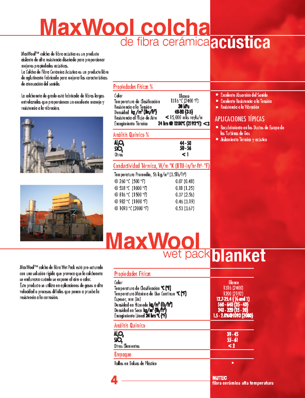 Max Wool Colcha de Fibra Ceramica Acustica Y Wet Pack Hoja Tecnica ESP ...