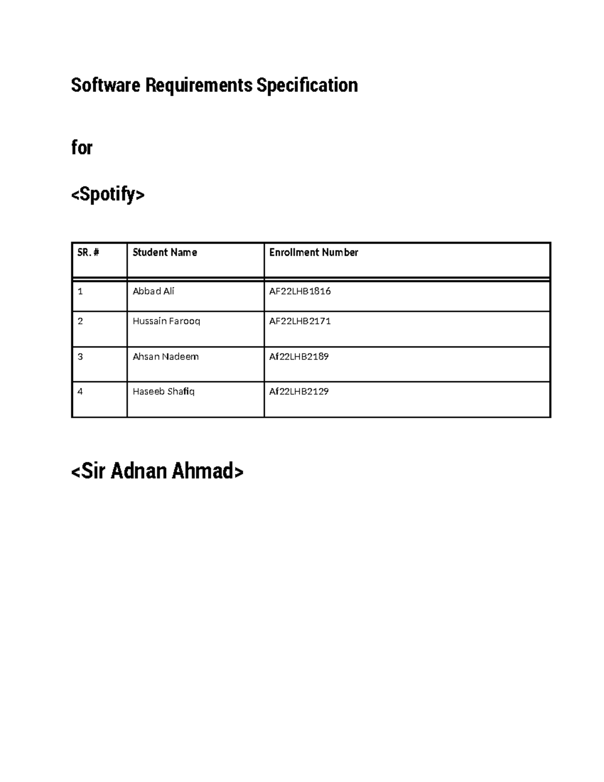 SRS Spotify Script - Software Requirements Specification for SR ...