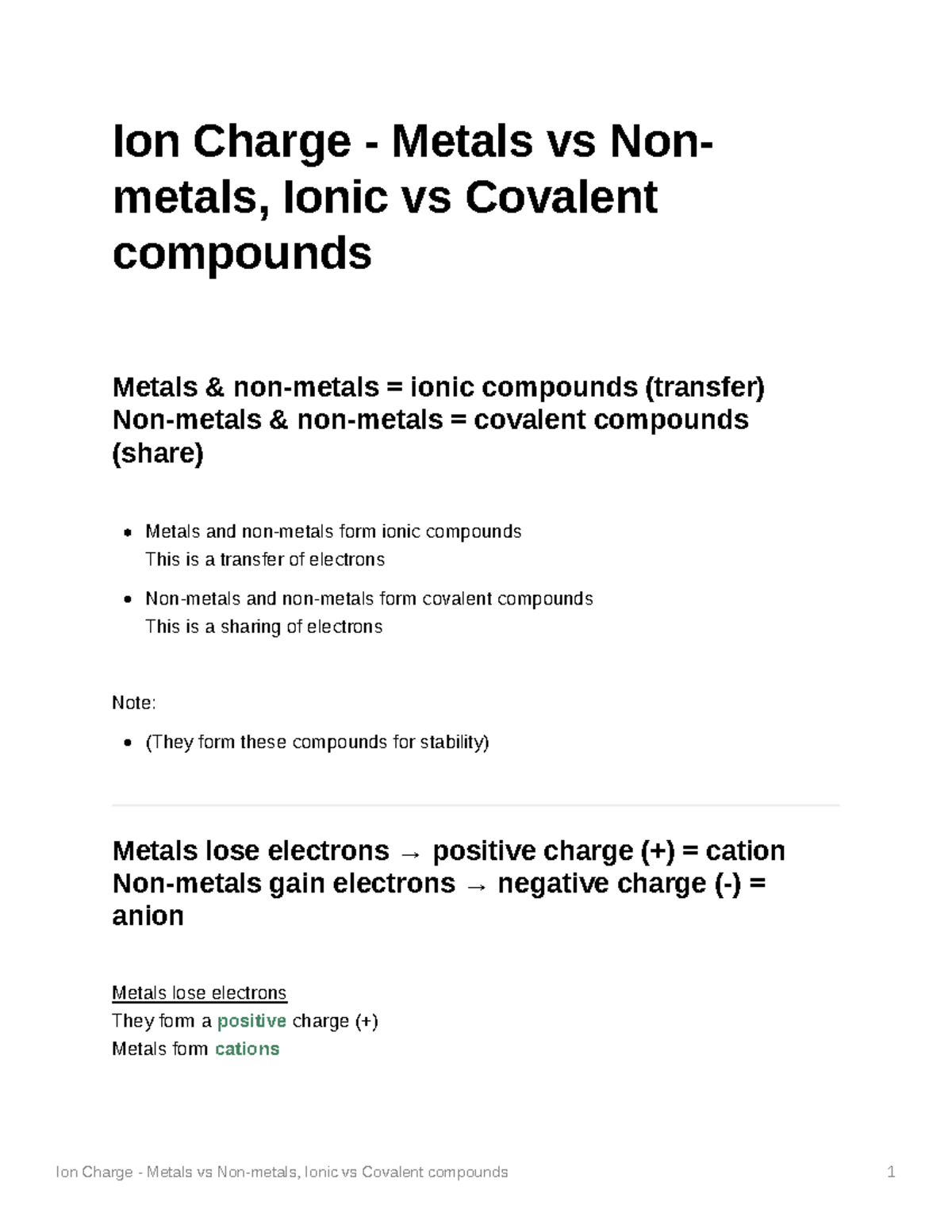 Ion Charge - Comparing "metals and non-metals" vs "non-metals and non ...