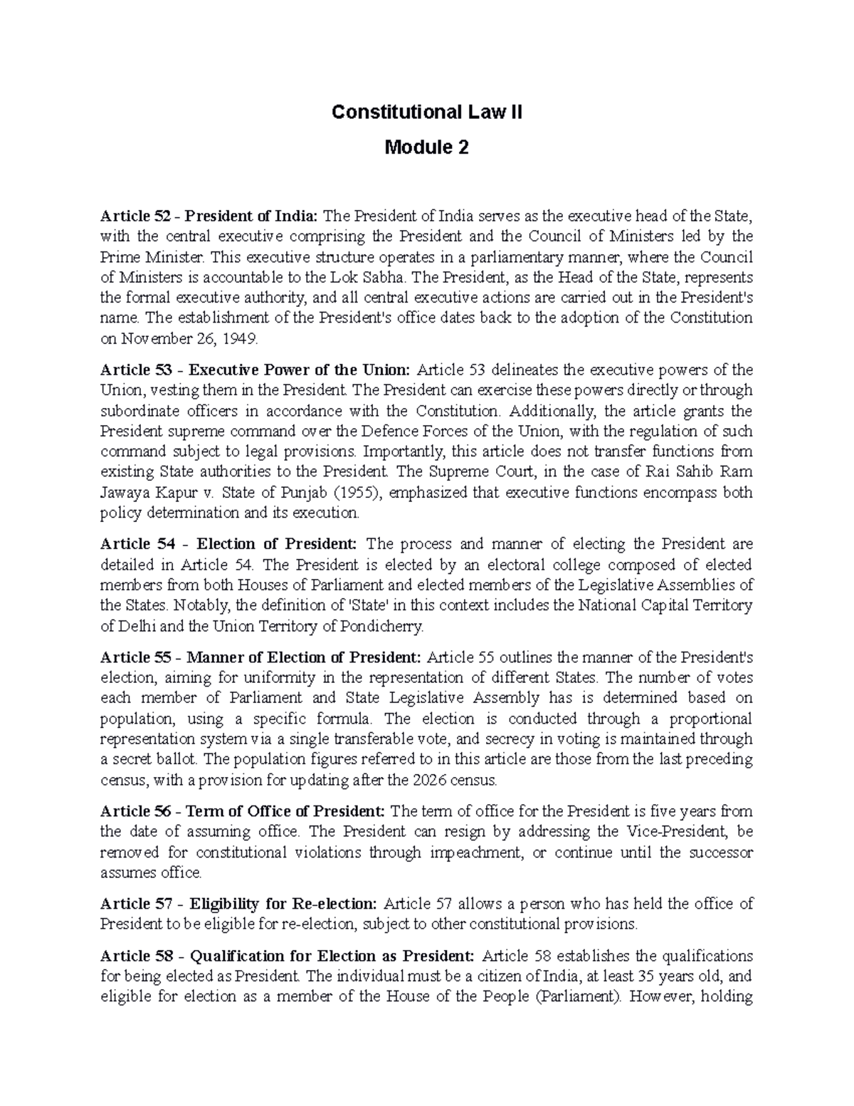 Module 2 - this is law notes - Constitutional Law II Module 2 Article ...