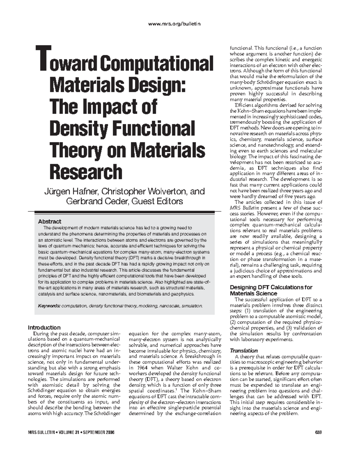 Toward Computational Materials Design The Impact of Density Functional ...