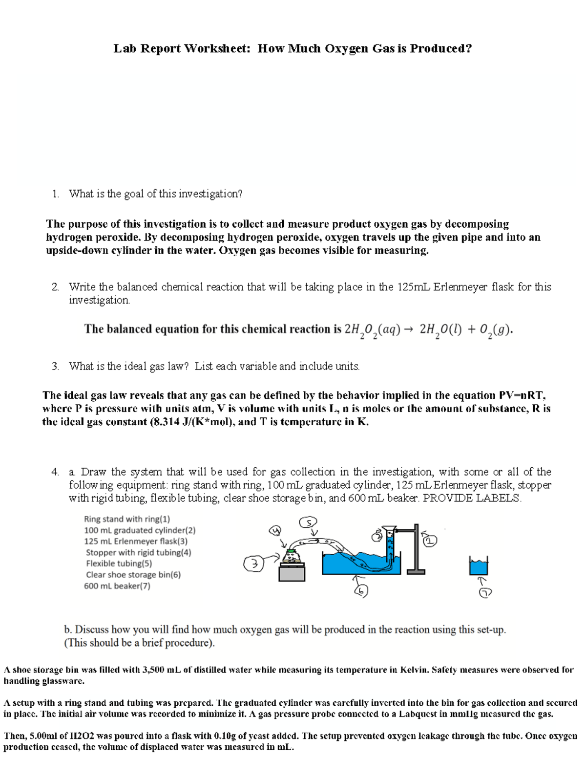 How much oxygen gas is produced - Arizona State University School of ...